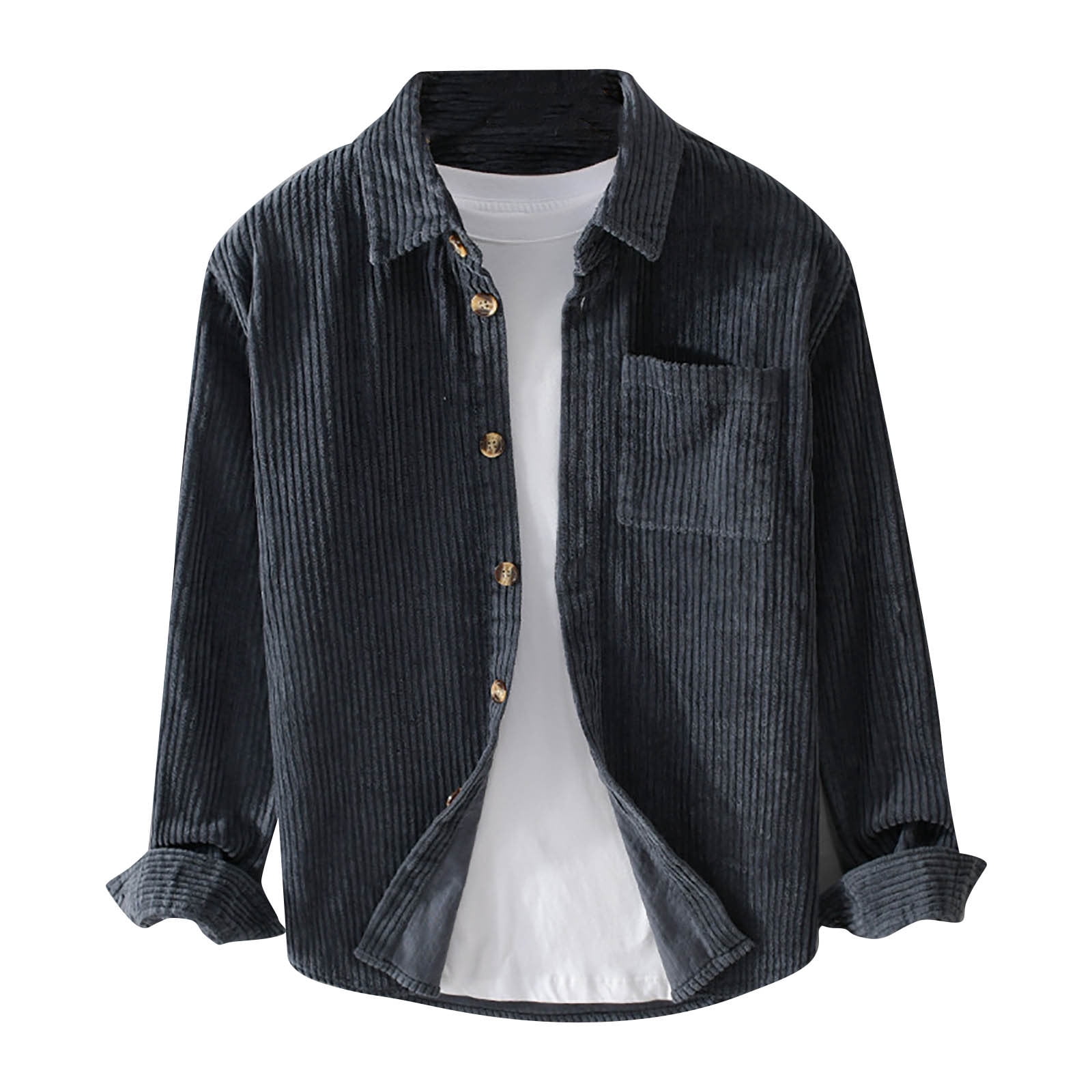 purcolt Mens Corduroy Shirt Jacket Casual Long Sleeve Button Down ...