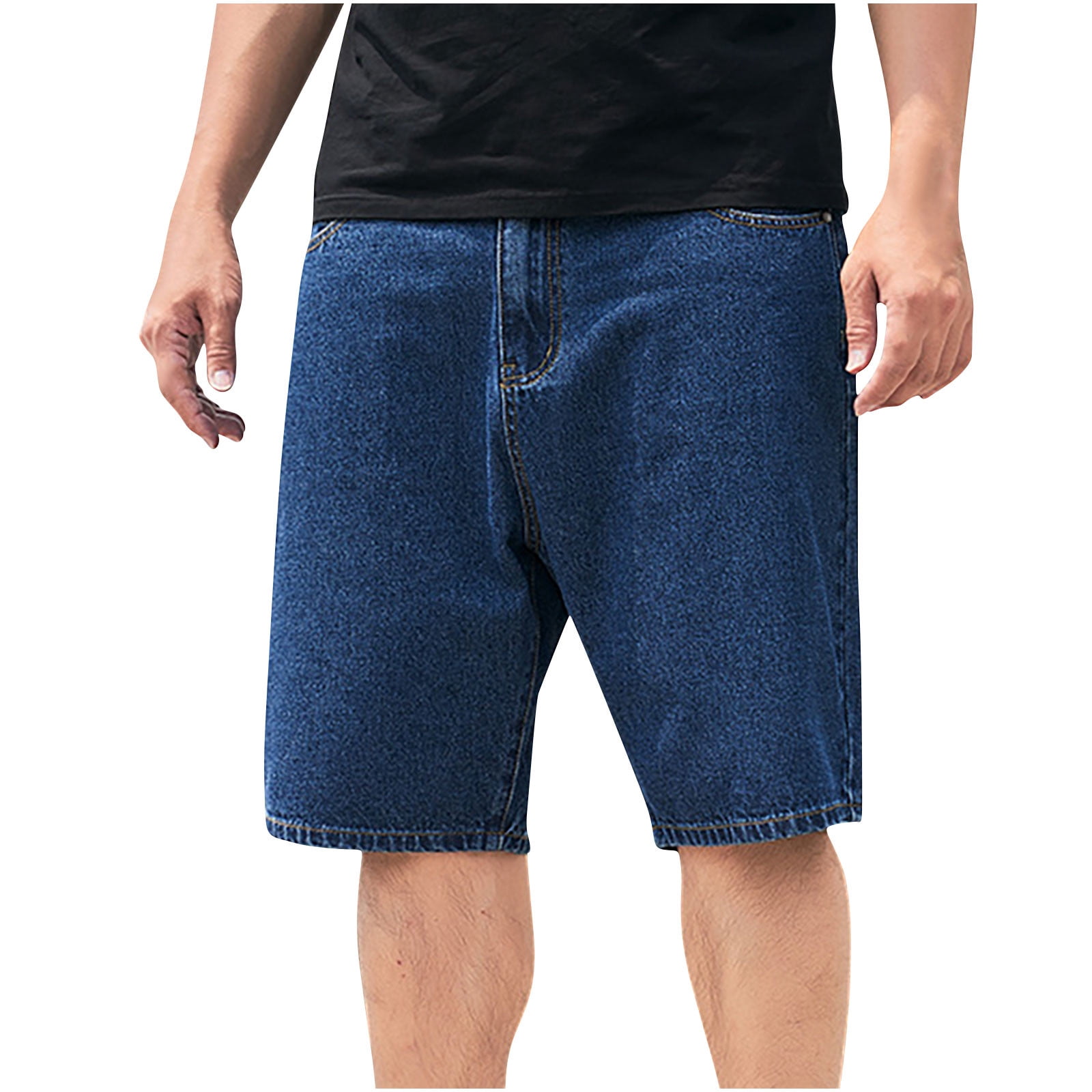 purcolt Mens Denim Shorts Casual Loose Straight Wide Leg Jean Jorts Hip ...