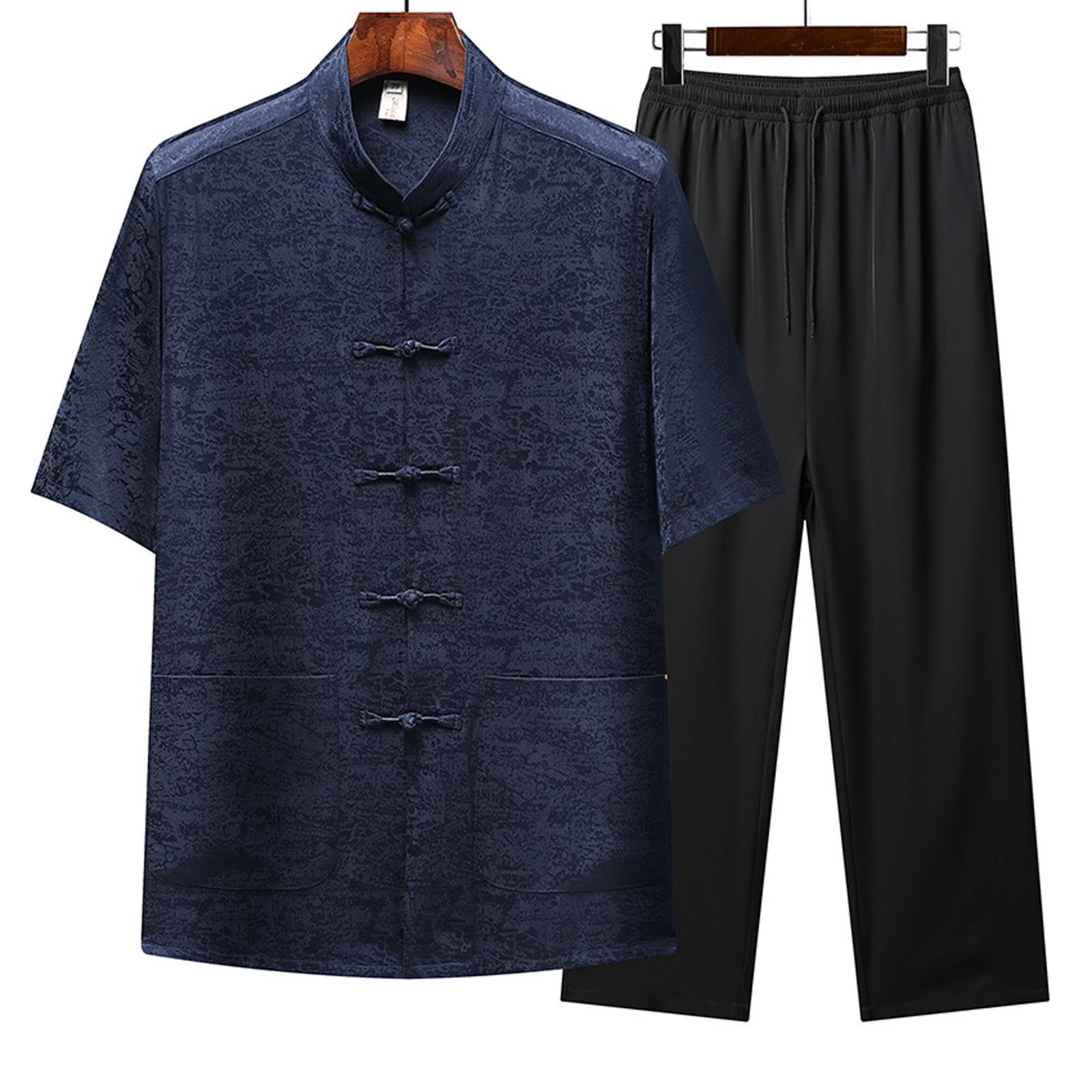 purcolt Tang Suit Men Chinese Traditional Clothes Kung Fu Shirt Uniform ...