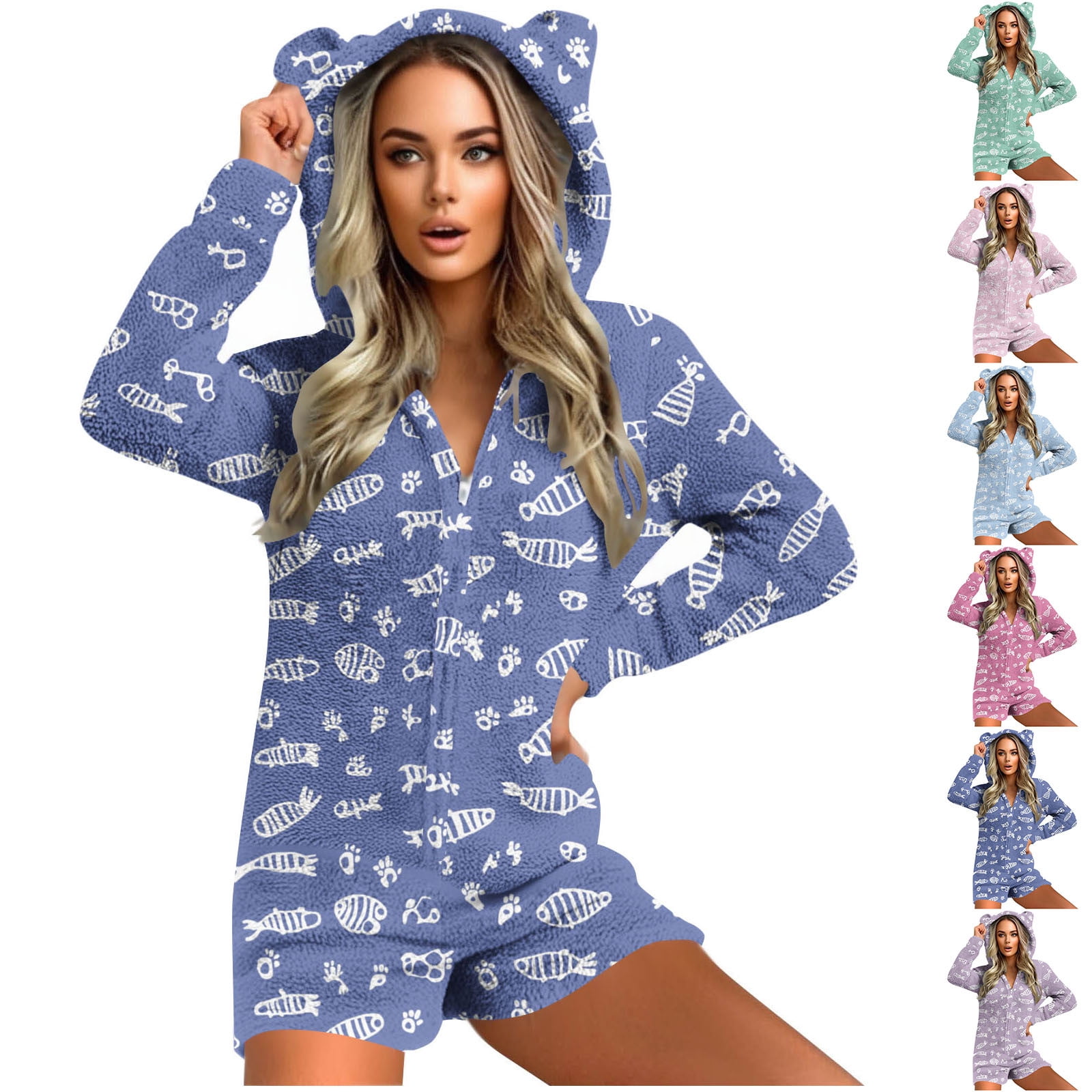 purcolt Women's Adult Animal Onesie Pajamas, Long Sleeve Zipper Front ...