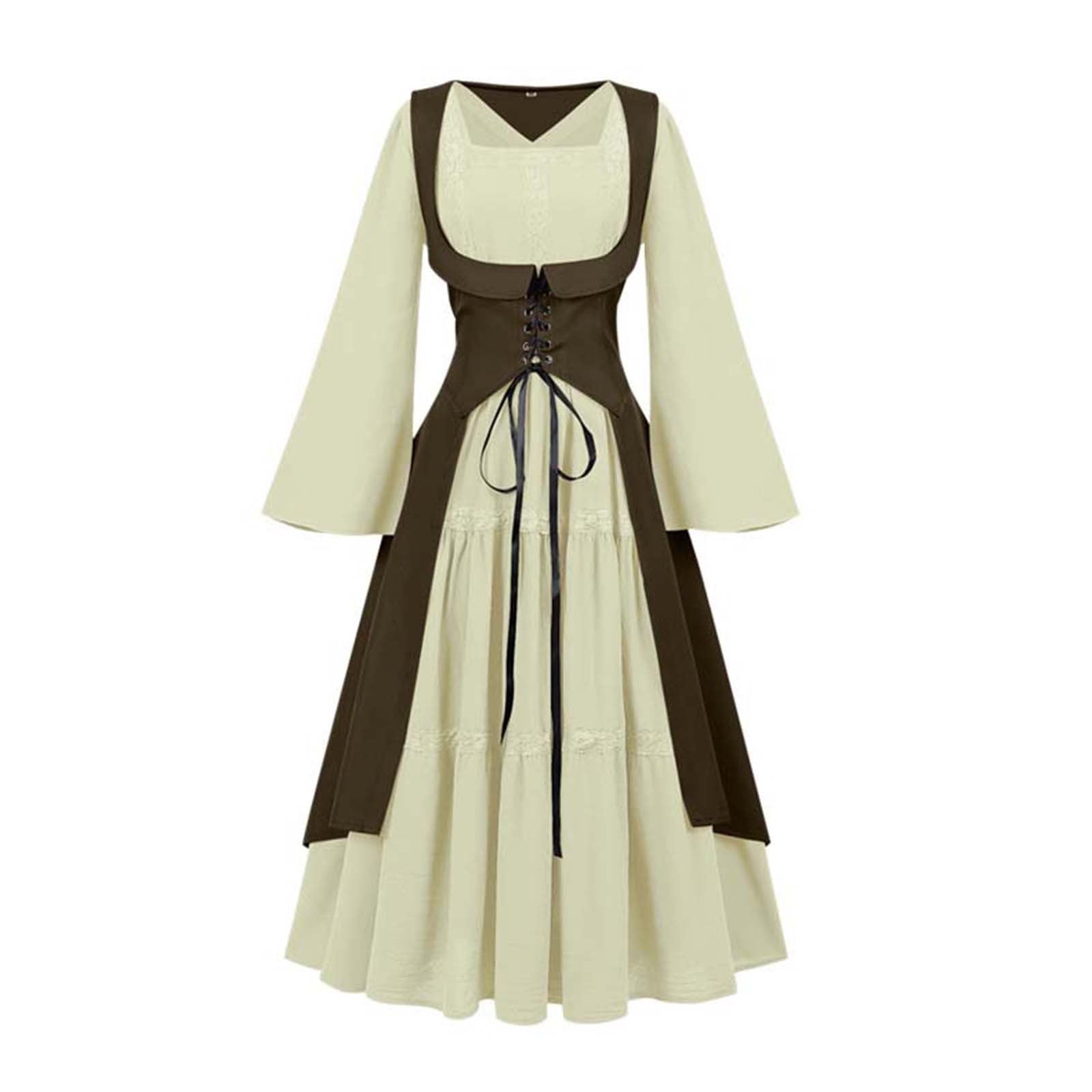 purcolt Women's Halloween Costume Vintage Dress Lace-up Corset Medieval ...