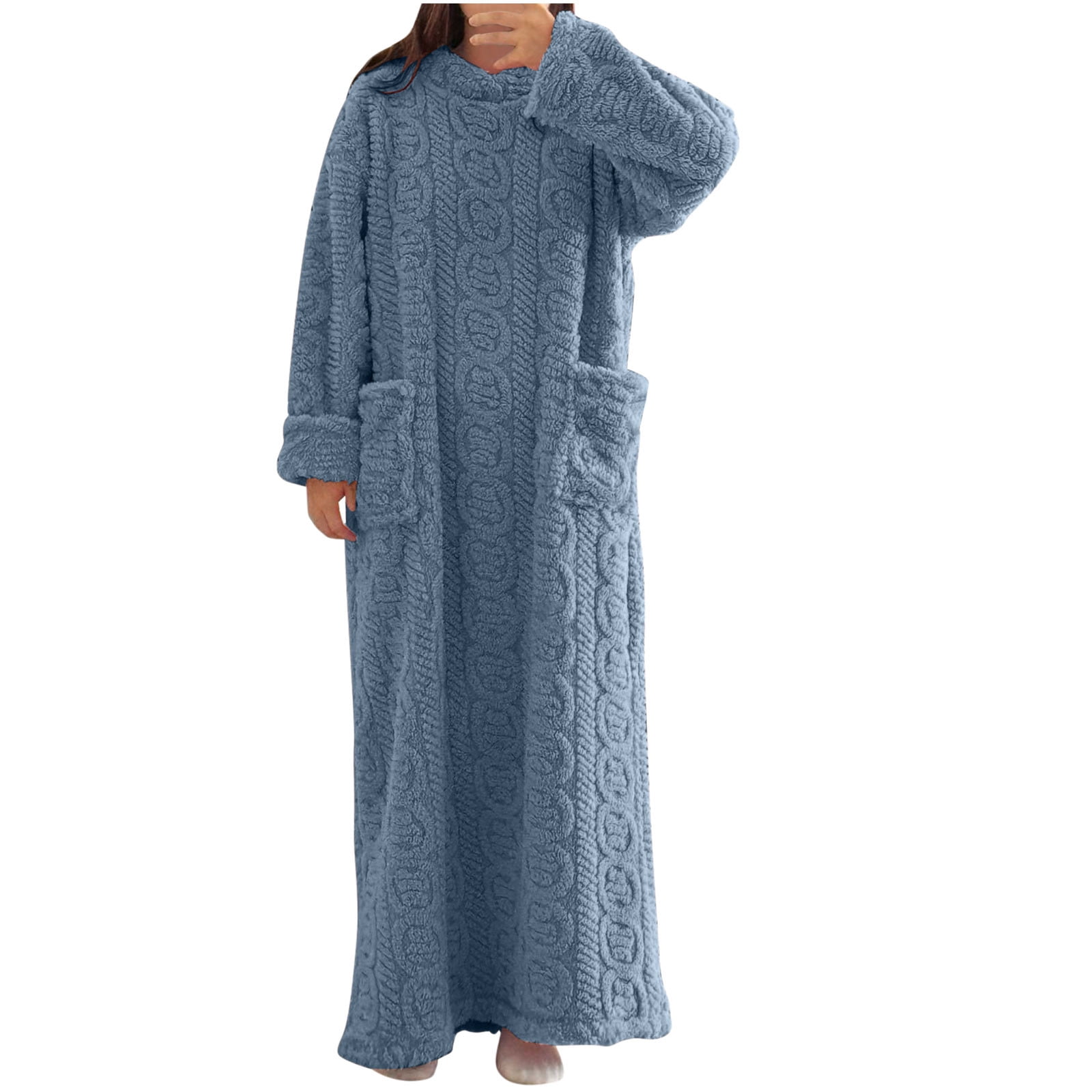 purcolt Womens Fall Winter Fuzzy Fleece Long Dress Long Sleeve ...
