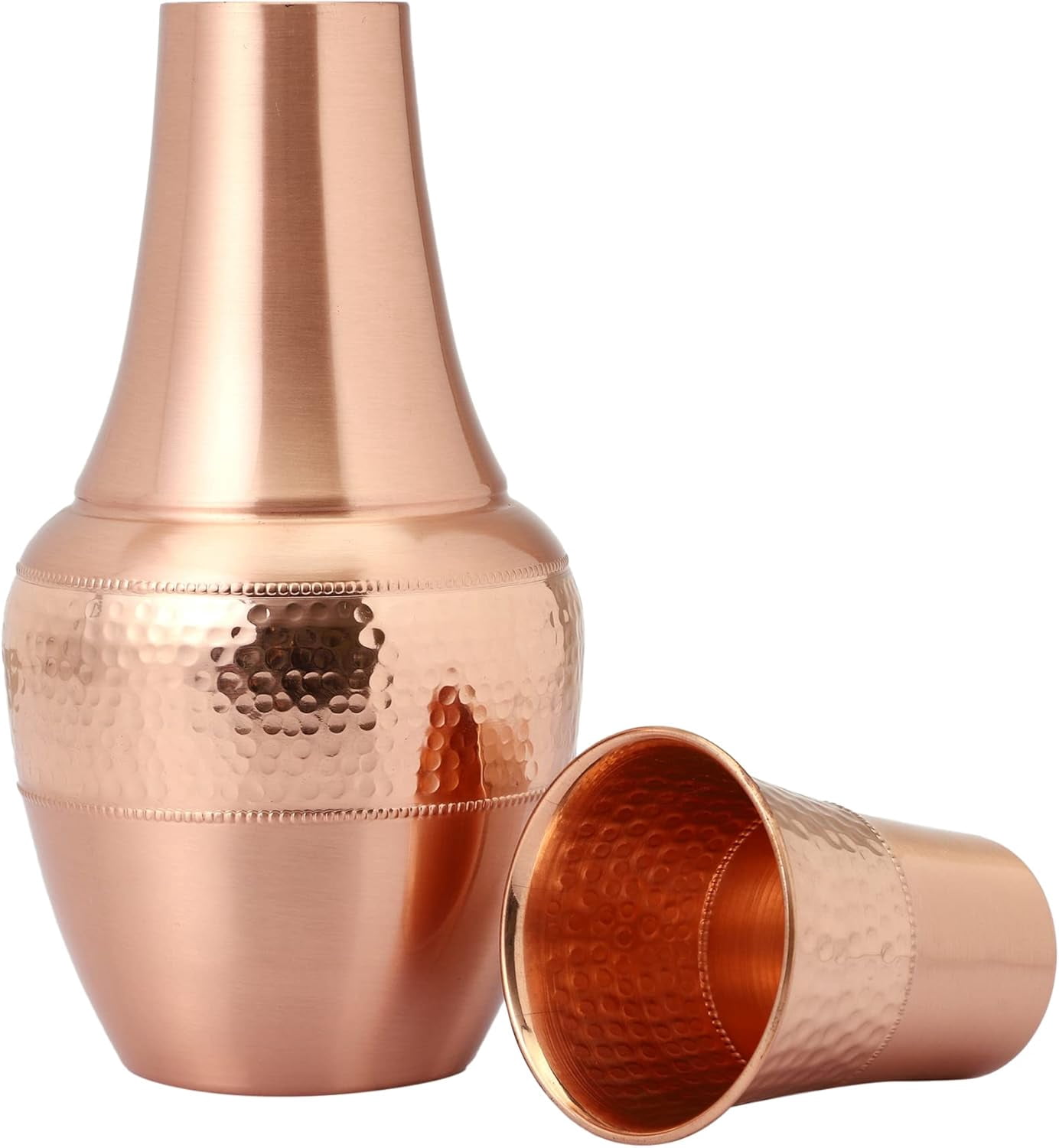 Pure Copper Bedside Water Carafe with Tumbler, For Ayurveda Health ...