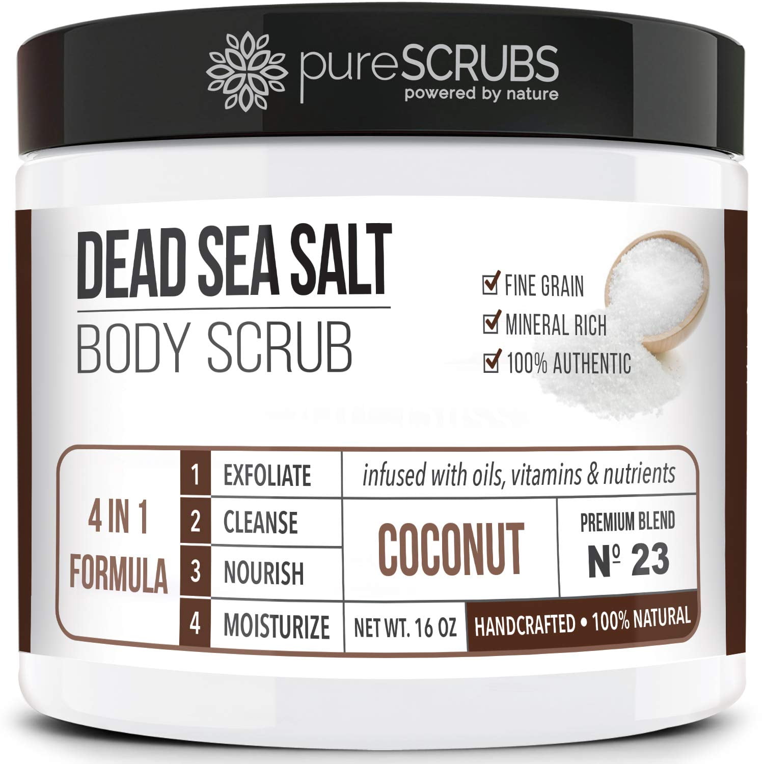 pureSCRUBS Premium Coconut Body TMA2 Scrub Set - Large 16oz Dead Sea ...