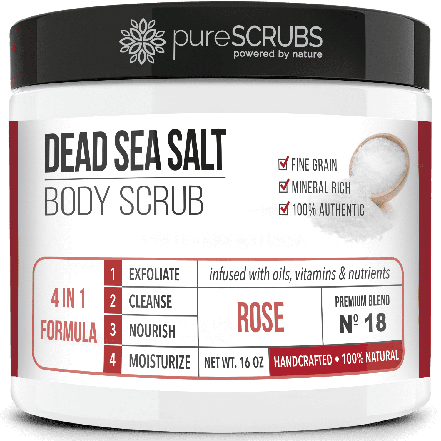 pureSCRUBS Premium Organic Body Scrub Set - Large 16oz ROSE BODY SCRUB ...