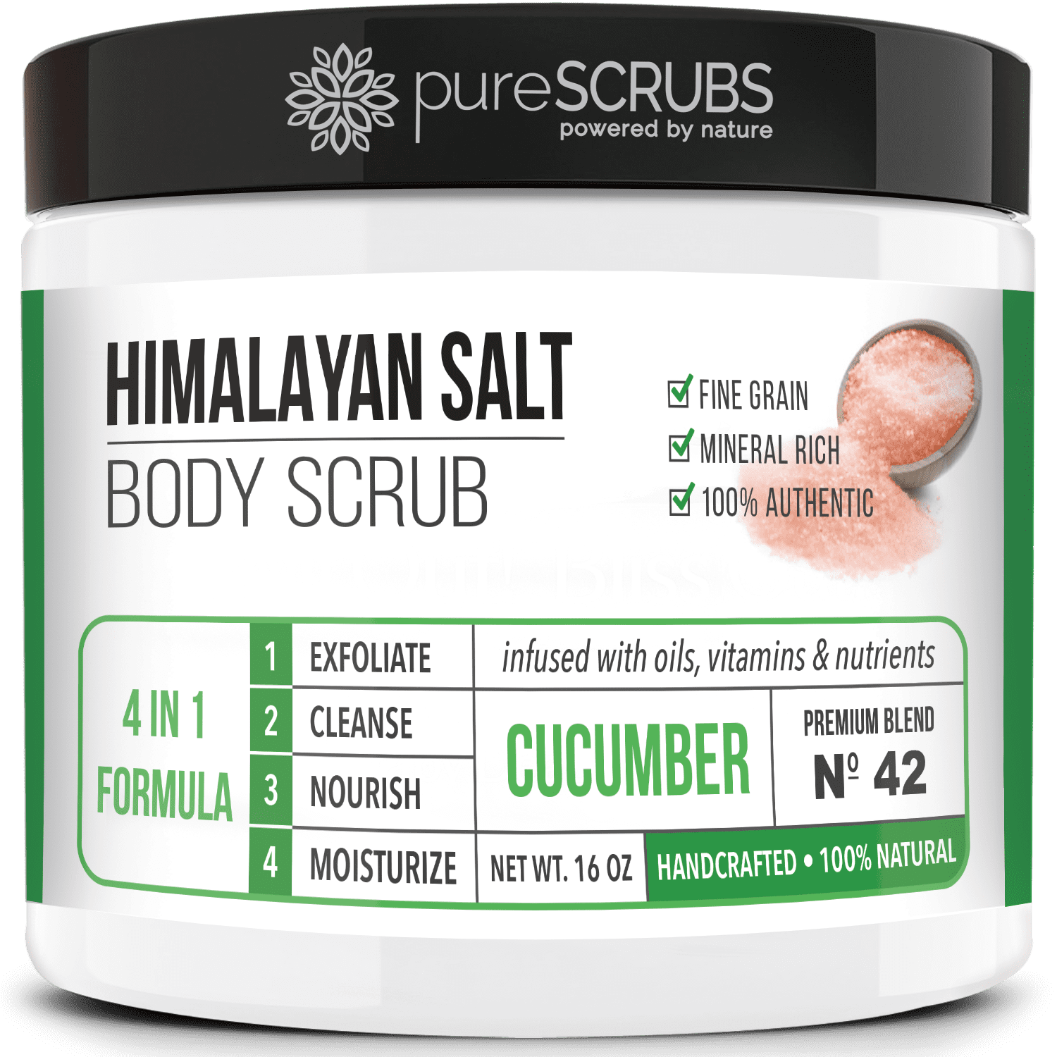 pureSCRUBS Premium Pink Himalayan Salt Body Scrub Set- Large 16oz ...