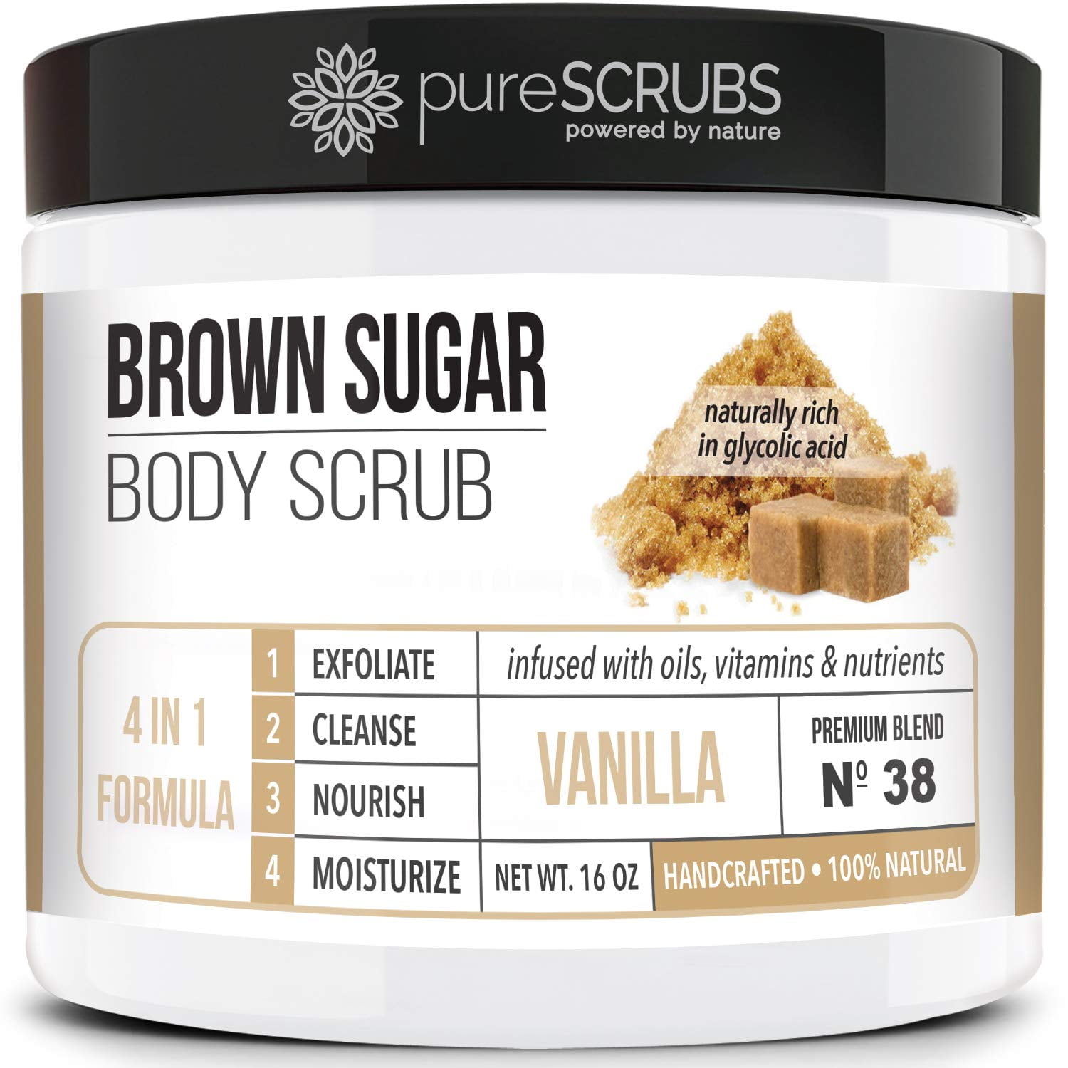 pureSCRUBS Premium Vanilla Brown CCF19 Sugar Scrub | Face, Feet & Full ...