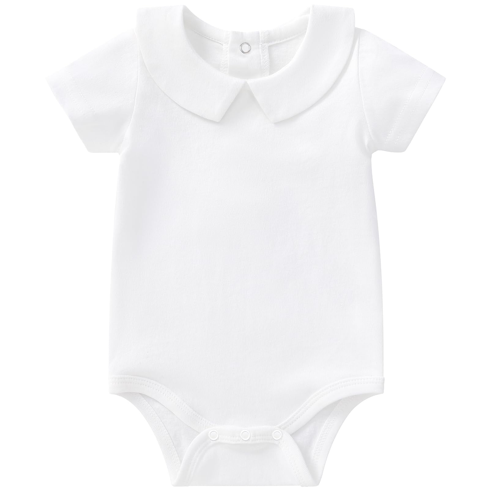 pureborn Baby Boys Girls Bodysuits Unisex Short Sleeve Peter Pan Collar ...