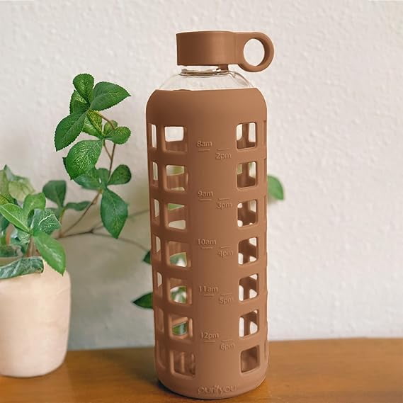 purifyou Borosilicate Glass Water Bottles, 40/32/22/12 oz Reusable ...