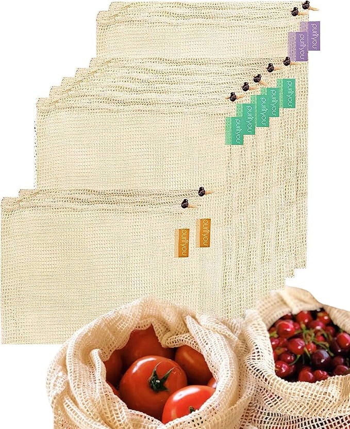 purifyou Premium Organic Cotton Storage Produce Bags - (Set of 9) 2x ...