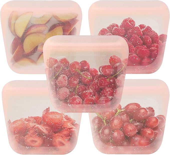 purifyou Set of 5 Reusable Silicone Storage Snack Bags 6oz / 16oz ...