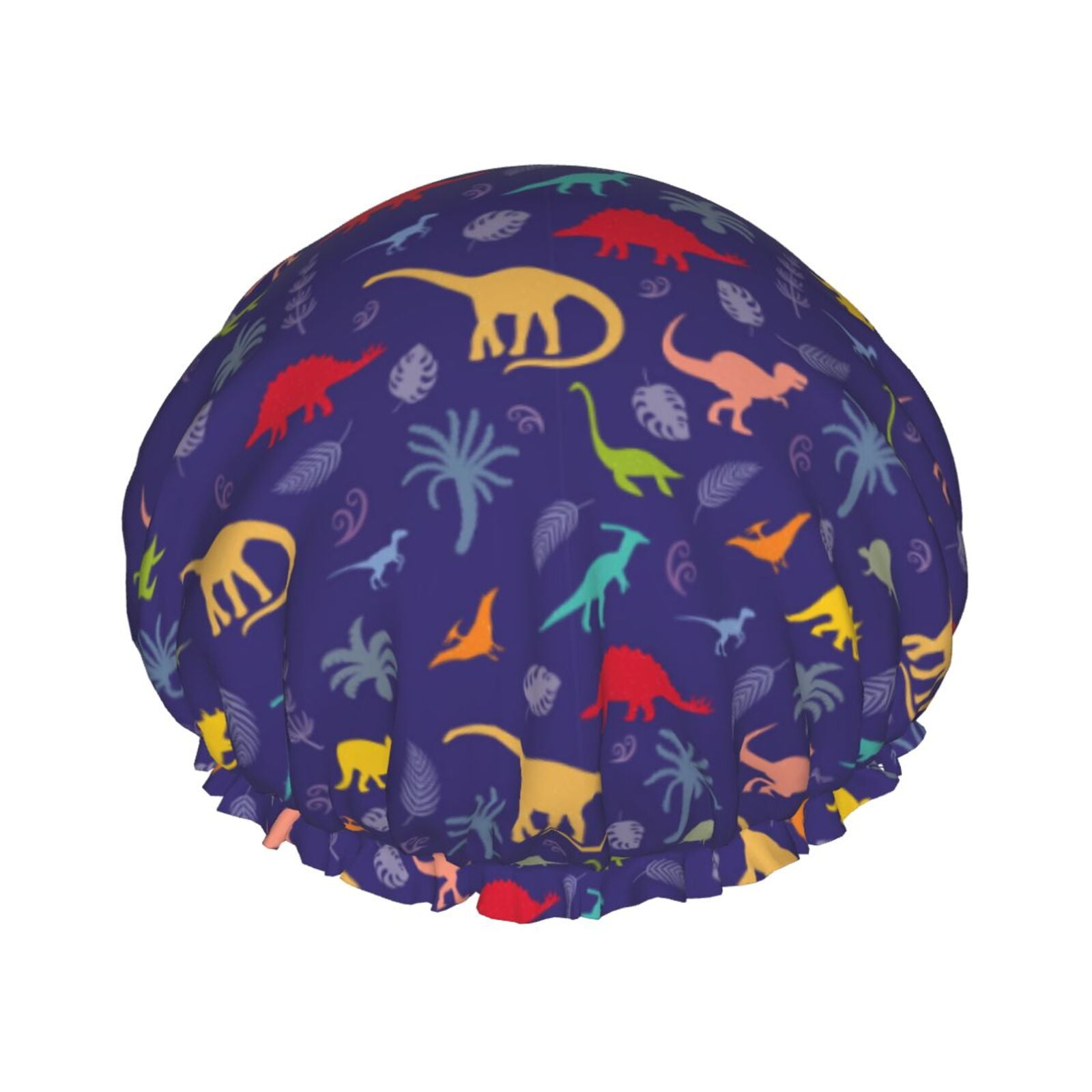 purple Dinosaur Shower Cap, Reusable Bath Hair Hat for all Hair Lengths ...