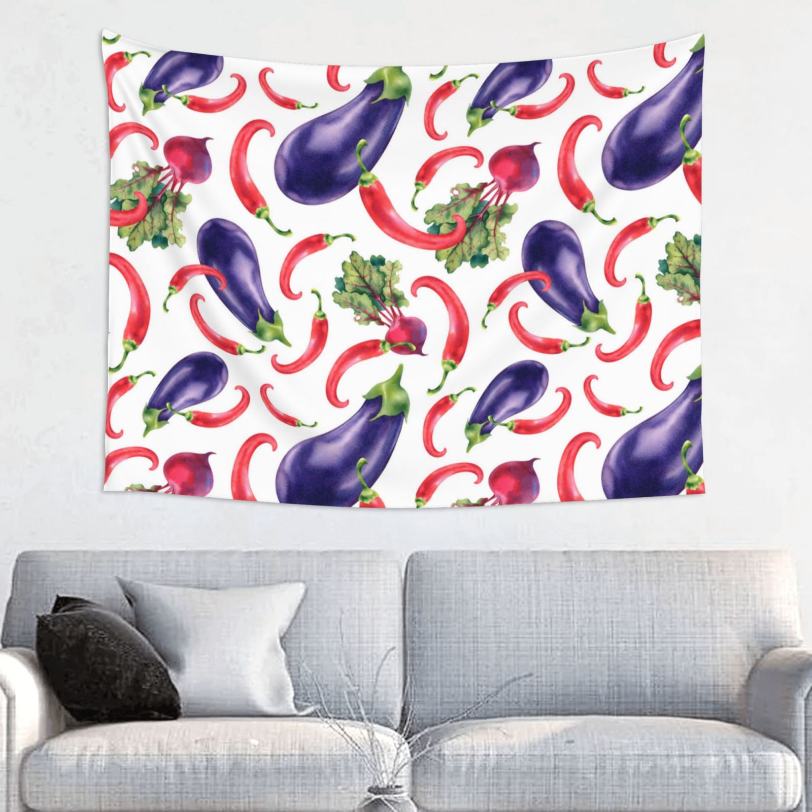 purple Eggplant red chili Wall Tapestry for Bedroom Aesthetic ...