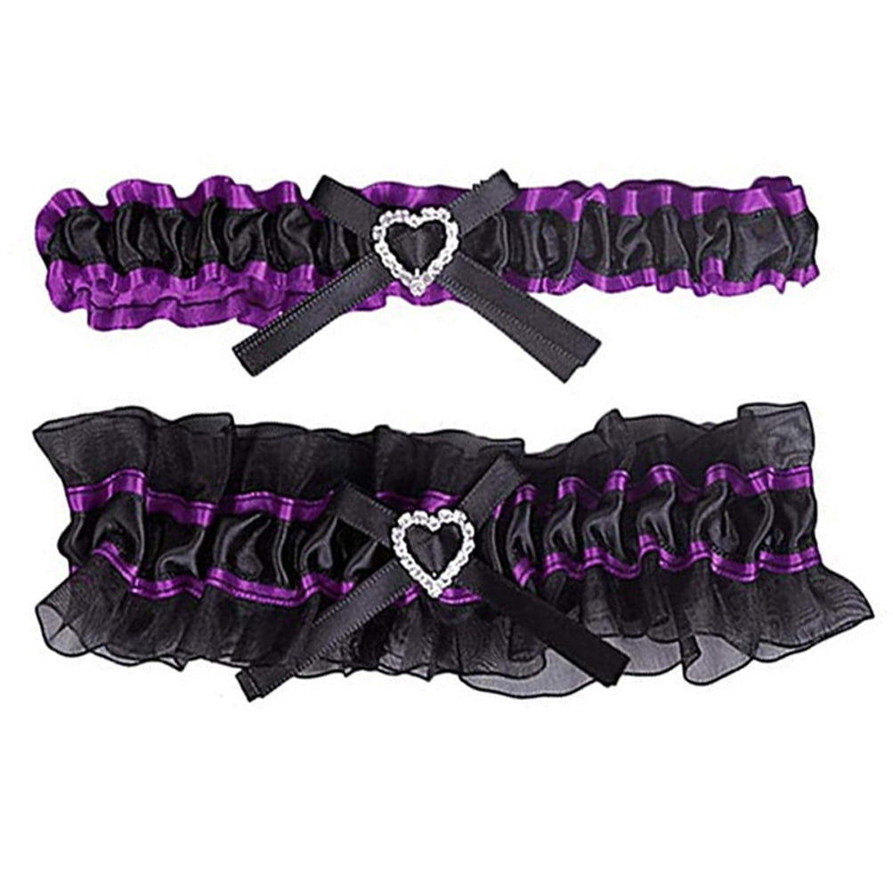purple Garters for Bride Wedding Garter Lace Bridal Garter Party Leg ...