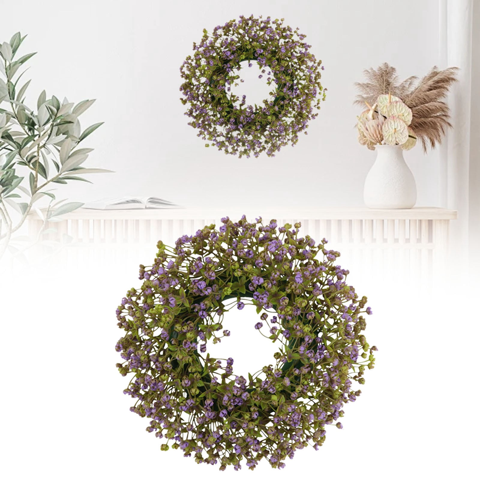 A purple artificial bluebell wreath Artificial Fall Wreath Autumn ...