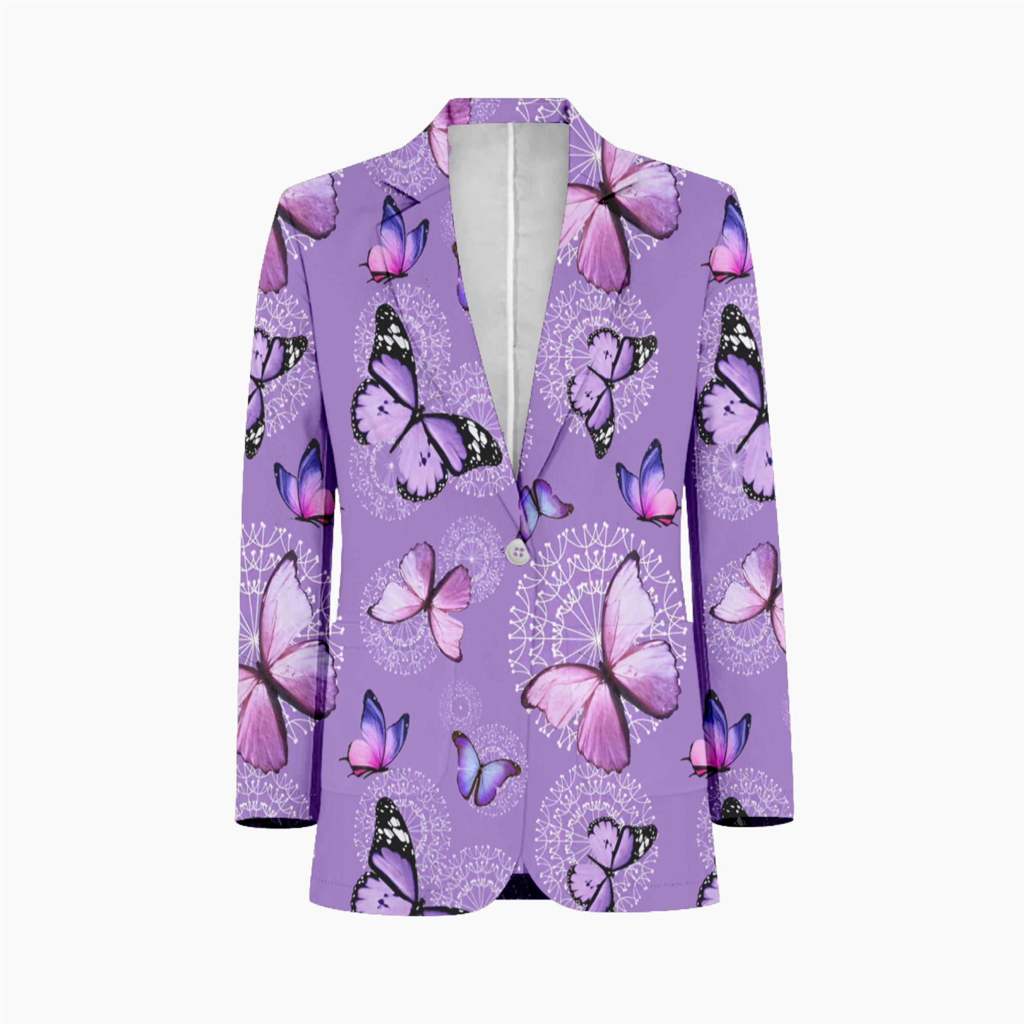 purple butterfly dandelion Customized Men's Suits full man Shawl Collar ...