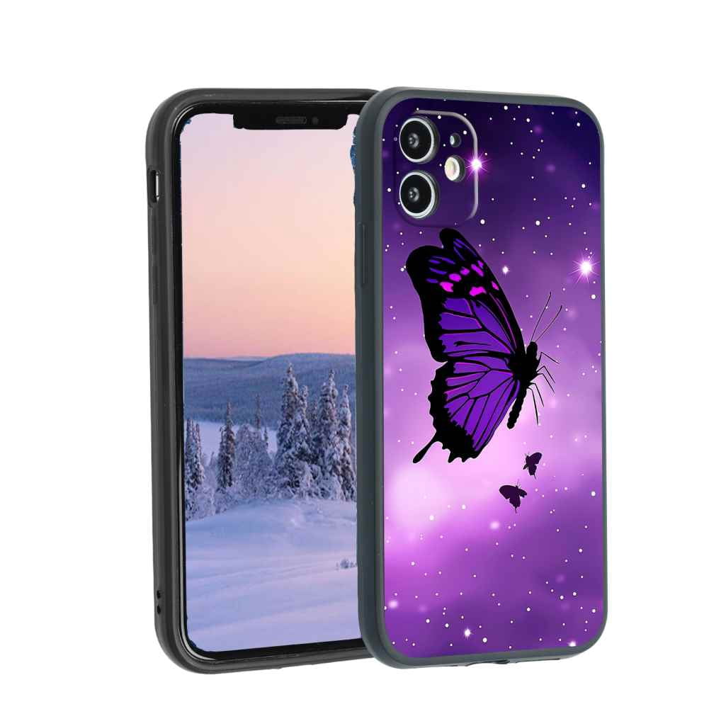purple-butterfly-sky-4 phone case for iPhone 12 for Women Men Gifts ...