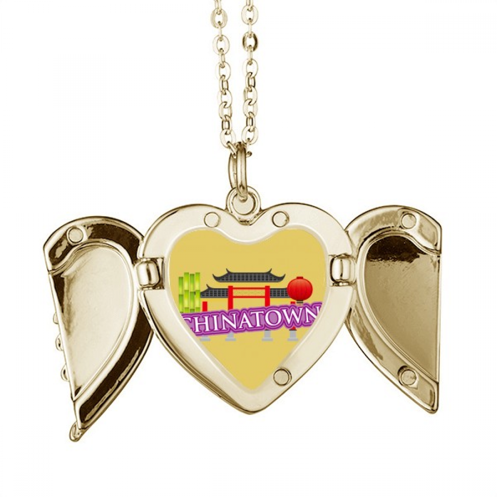 purple china town folded wings peach heart pendant necklace - Walmart.com