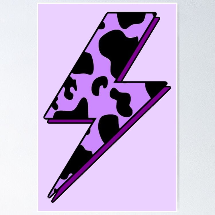 purple cow print lightning bolt Poster - KIRA.943, UNFRAMED-12x18 ...