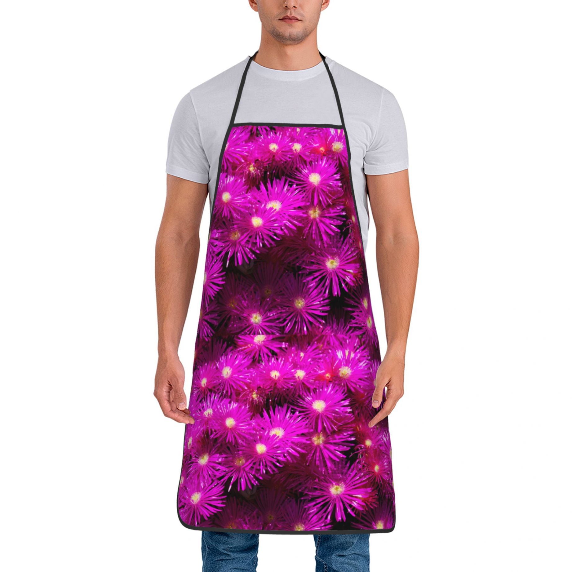 purple flower background Aprons for Women Men Waterproof Apron Kitchen ...
