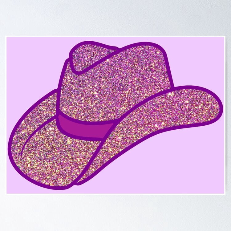 purple glitter cowgirl hat Poster - KIRA.1103, UNFRAMED-16x24 - Walmart.com