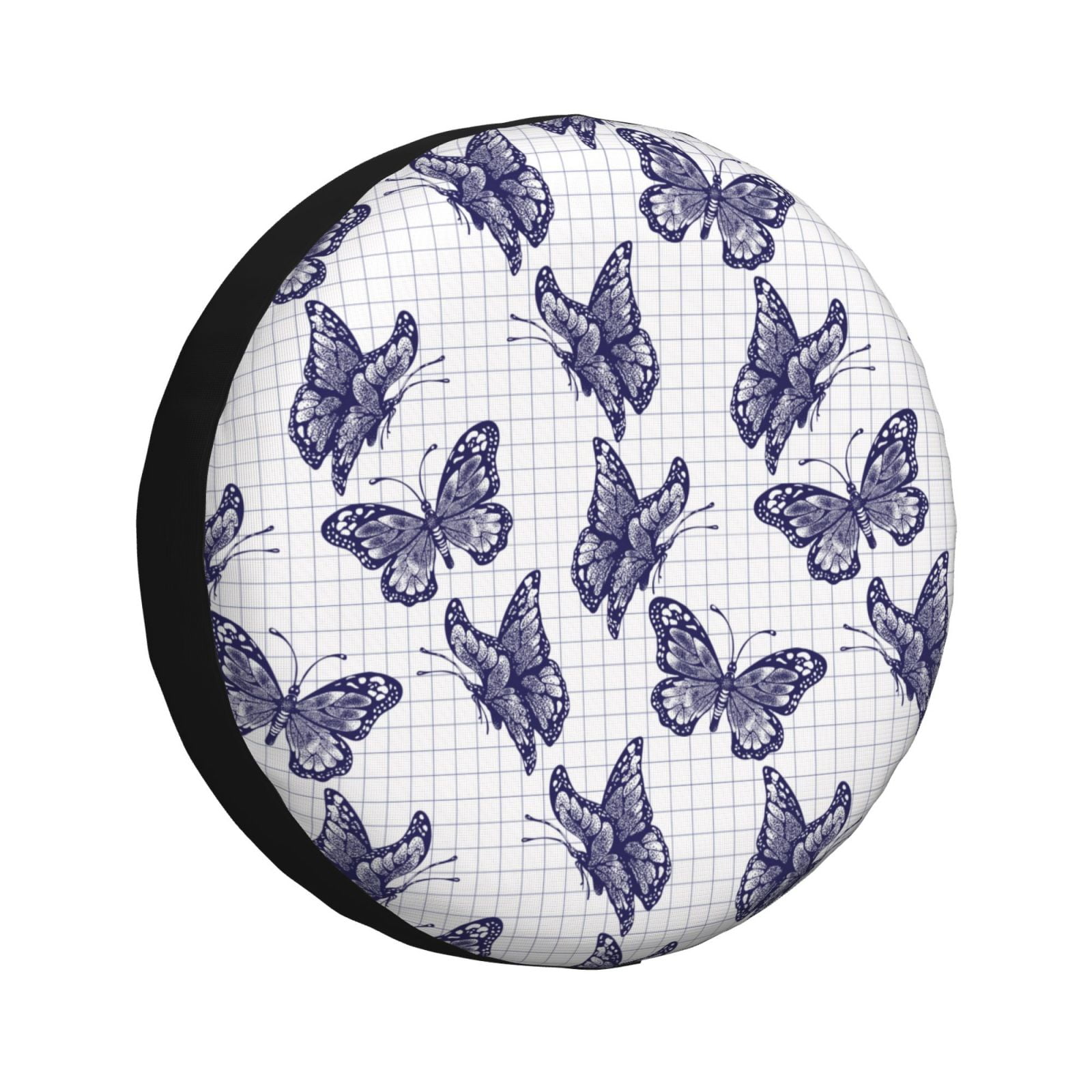 purple inky butterfly checkered Spare Tire Cover for Trailer Camper RV ...