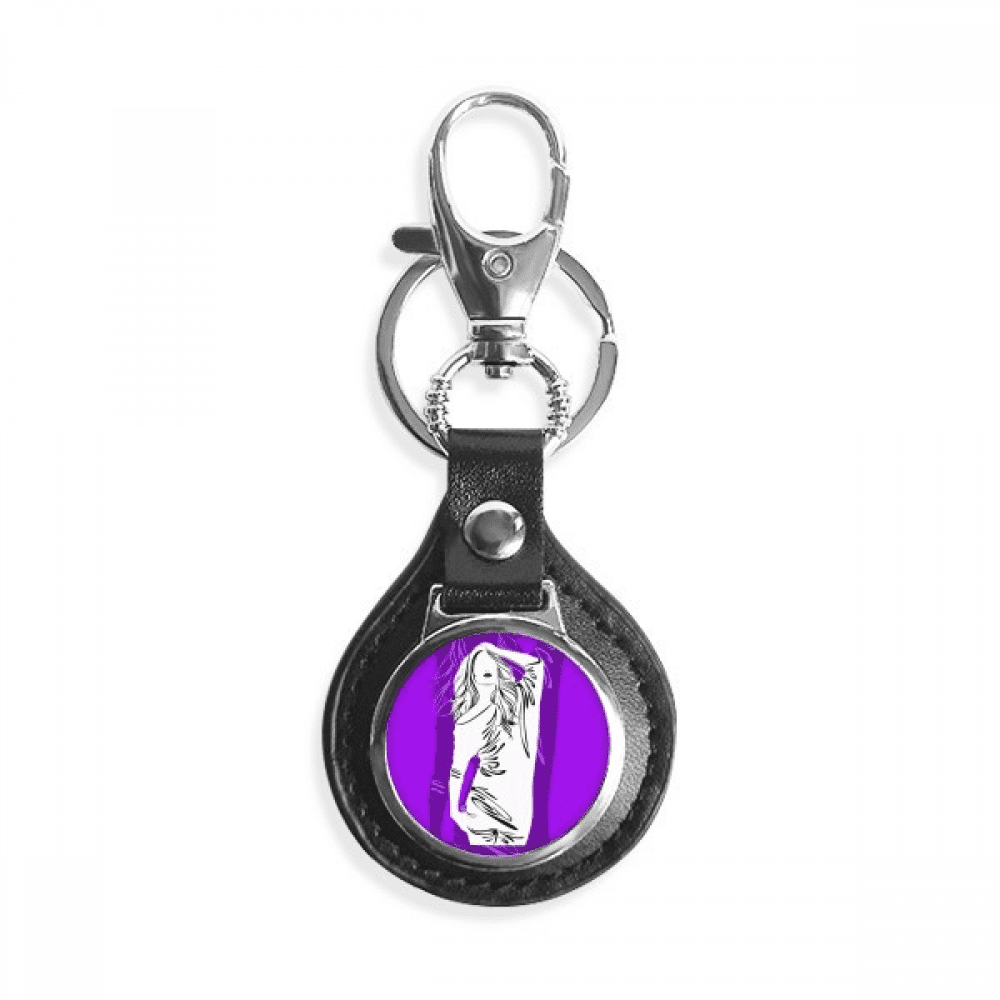 purple plump long hair woman key link chain keyholder finder hook metal ...