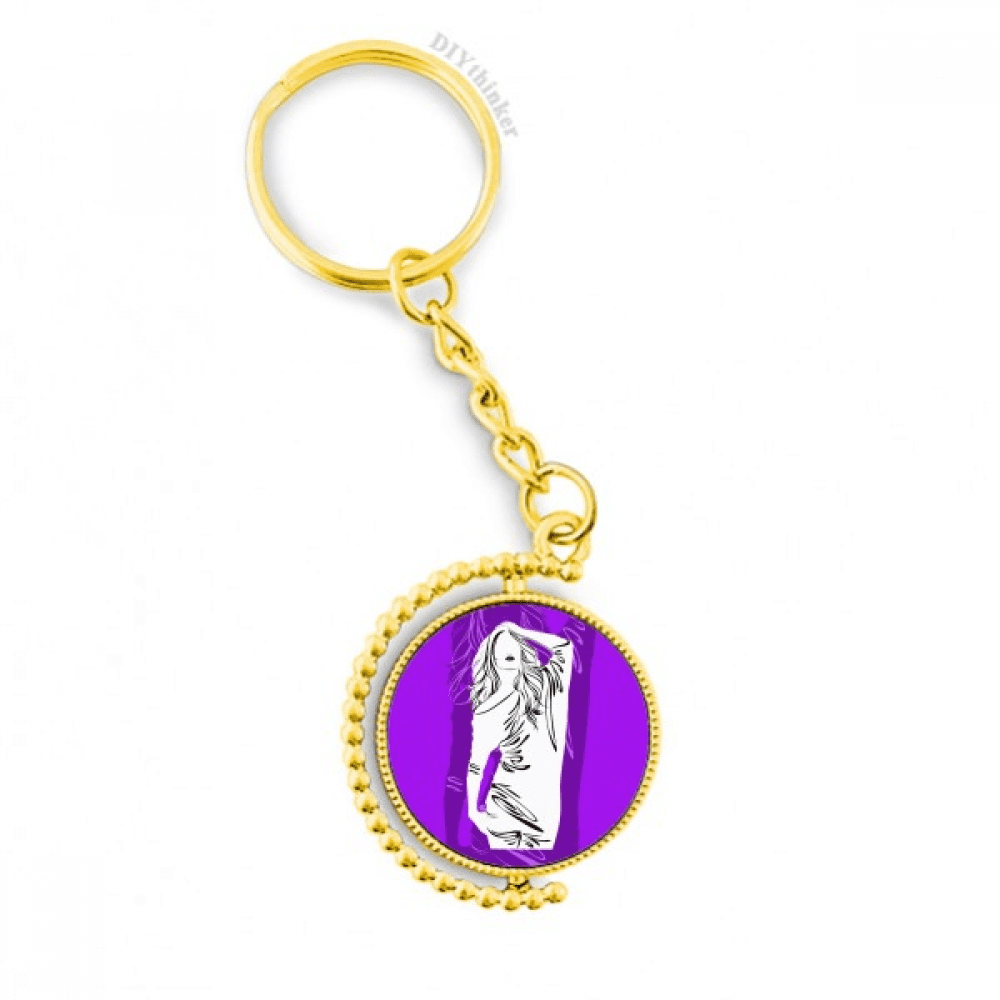 purple plump long hair woman metal connector key chain accessory en ...