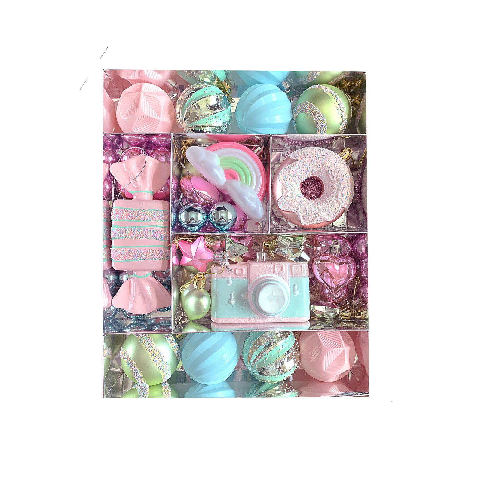 putnchl 34PCS Christmas Ball Hanging Ornaments Colorful Macaron ...