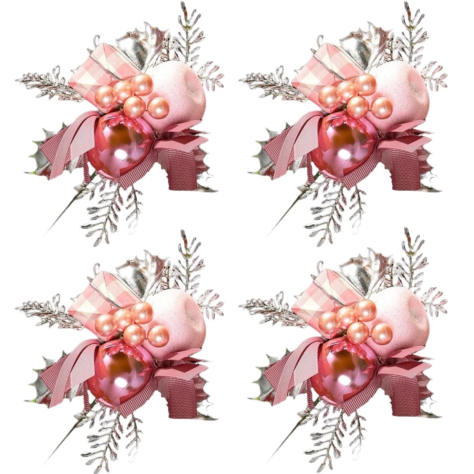 putnchl 4 Pc Artificial Christmas Assorted Holly Picks Stems Branches ...