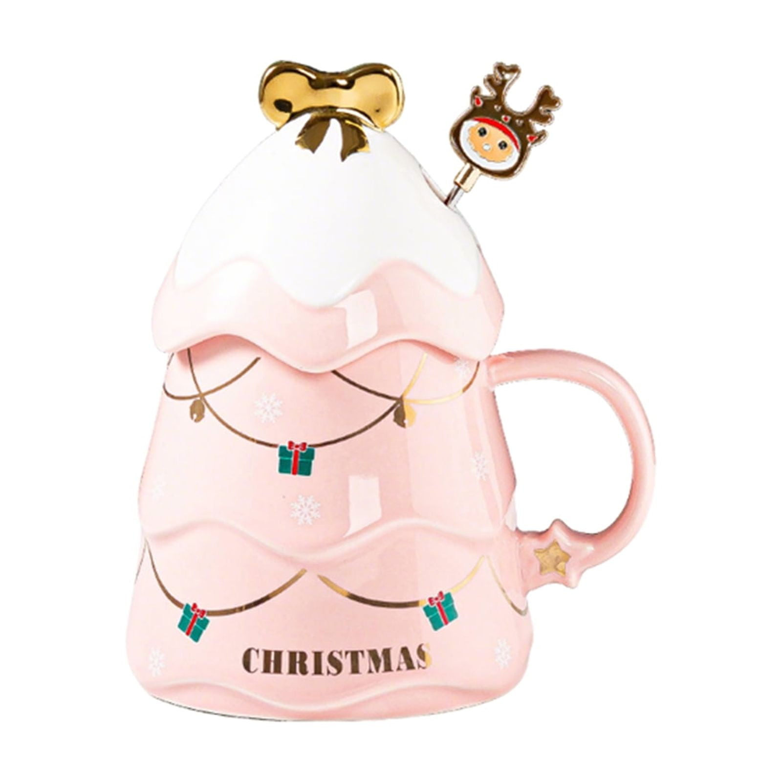 putnchl 6.6-inch Tall Ceramic Christmas Tree-shaped Cup, 500mL Cup With ...