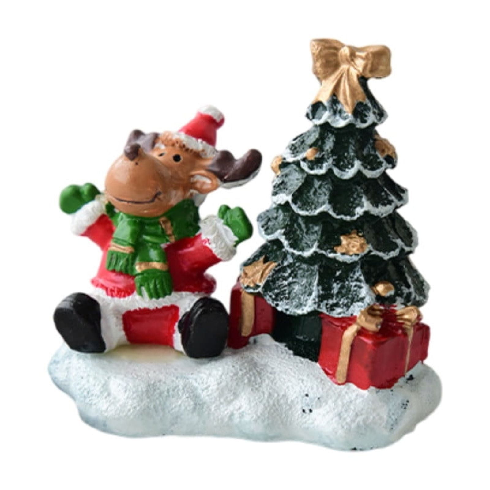 putnchl Christmas Decorations Resin Christmas Tree House Igloo Tabletop ...