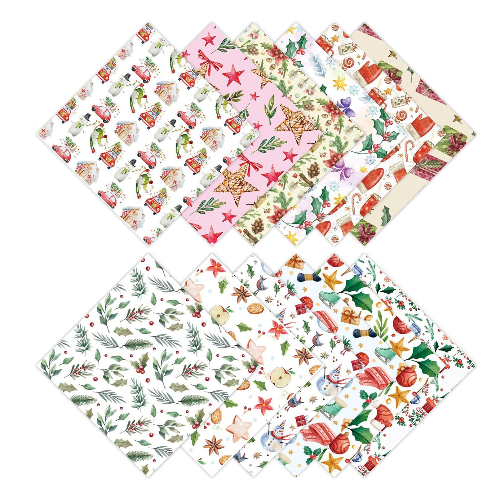 putnchl Christmas Patterned Paper Set, Decorative Paper For Card Making ...