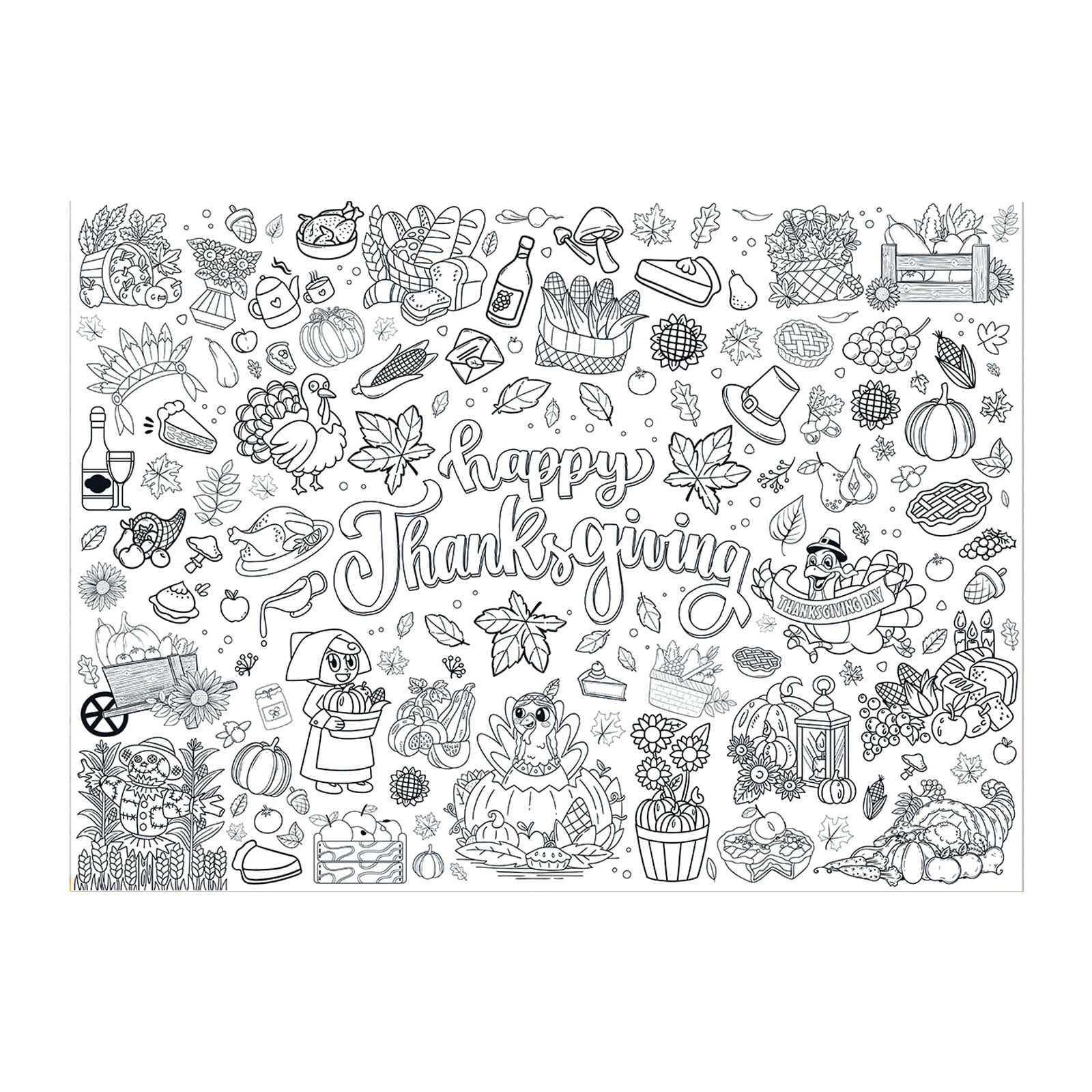 putnchl Fall Thanksgiving Coloring Poster,Happy Thanksgiving Coloring ...