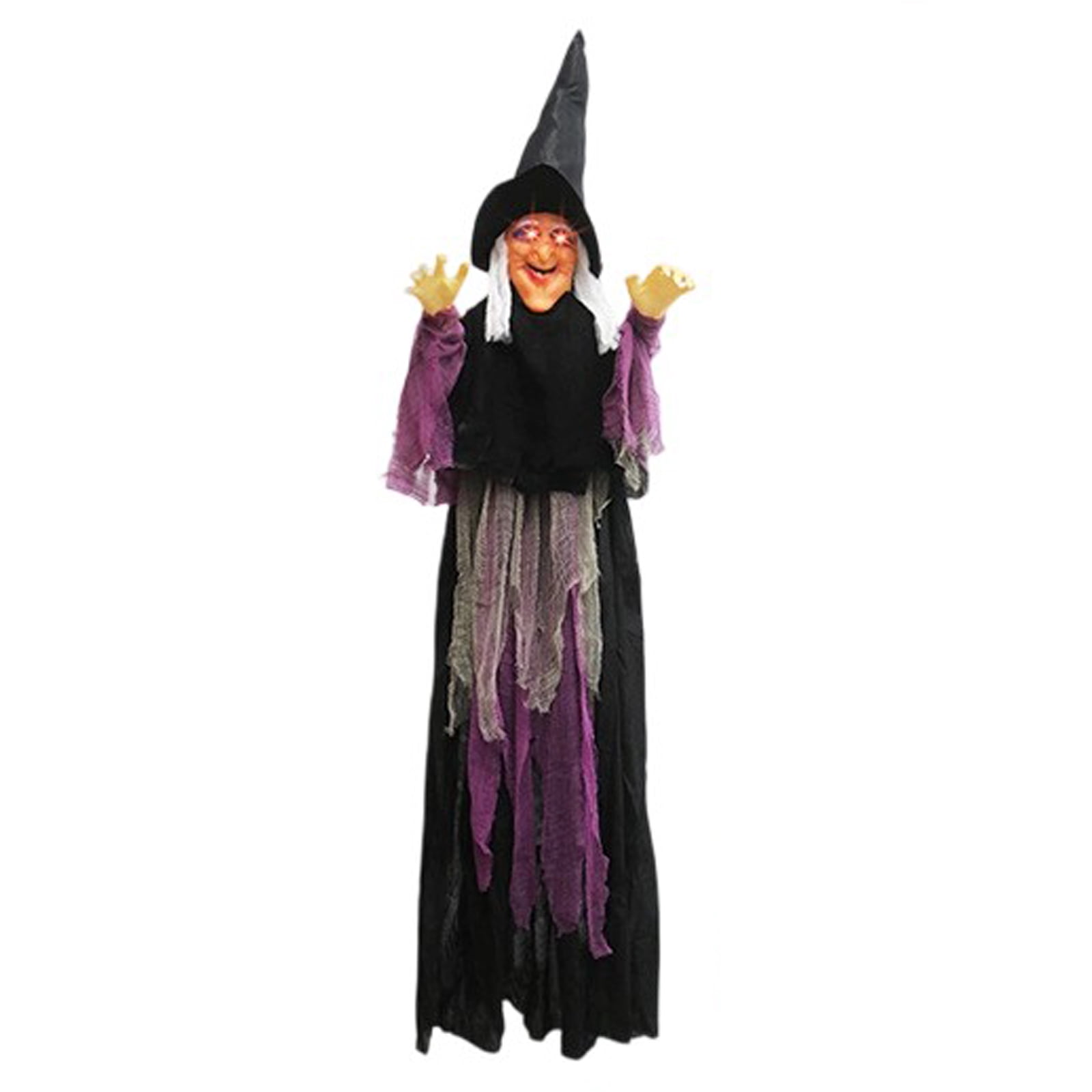 putnchl Halloween Electronic Witch Decoration, Life-size Hanging Witch ...