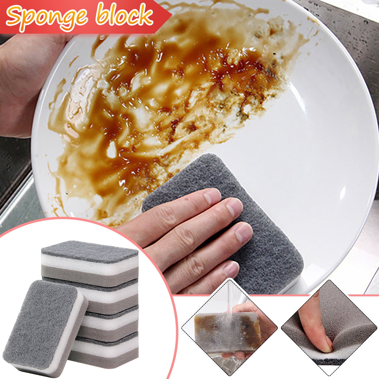 pvdgvd 20x Wood Pulp Cotton Sponge Blocks, Quick Dishwashing Grease ...