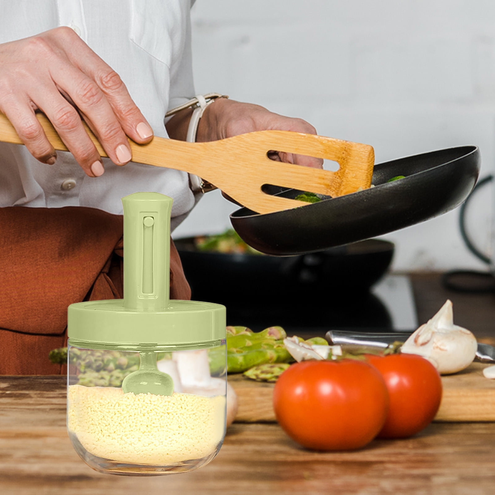 pvdgvd Retractable Glass Seasoning Bottle - Spoon & Lid Integrated, Transparent, Easy to Clean ...