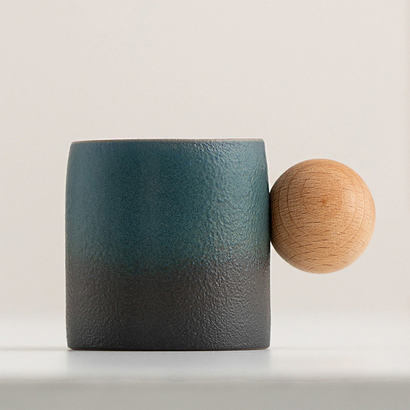 pvdgvd Rough Pottery Mini Cute Tea Cup, Wooden Handle Coffee Cup ...