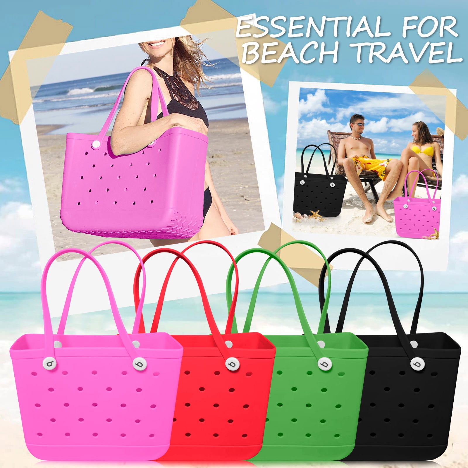 pwidon Large Waterproof Tote Bag – EVA Material, Adult Beach Bag ...