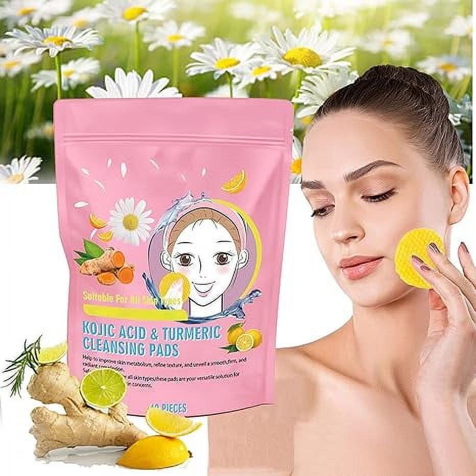 pwidon Turmeric Kojic Acid Cleansing Pads, Turmeric Cleansing Pads for ...