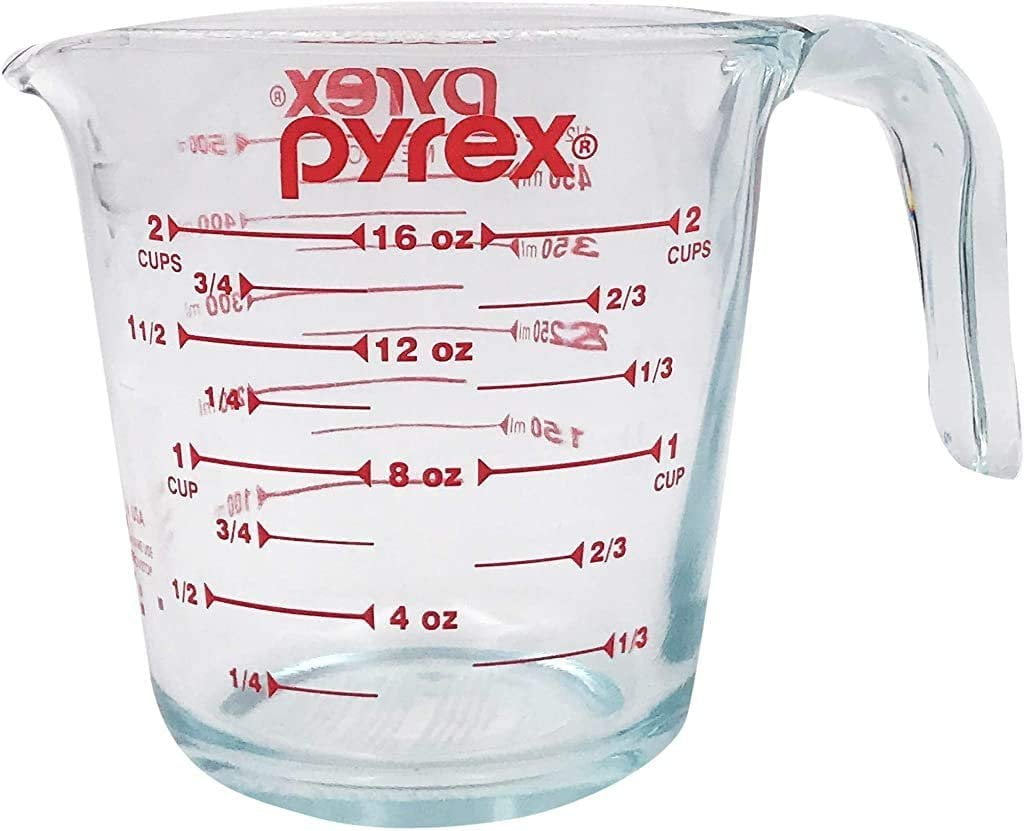 Pyrex 2-Cup Measuring Cup, Clear Glass, Red Graphics, Durable Kitchen Tool - Walmart.com