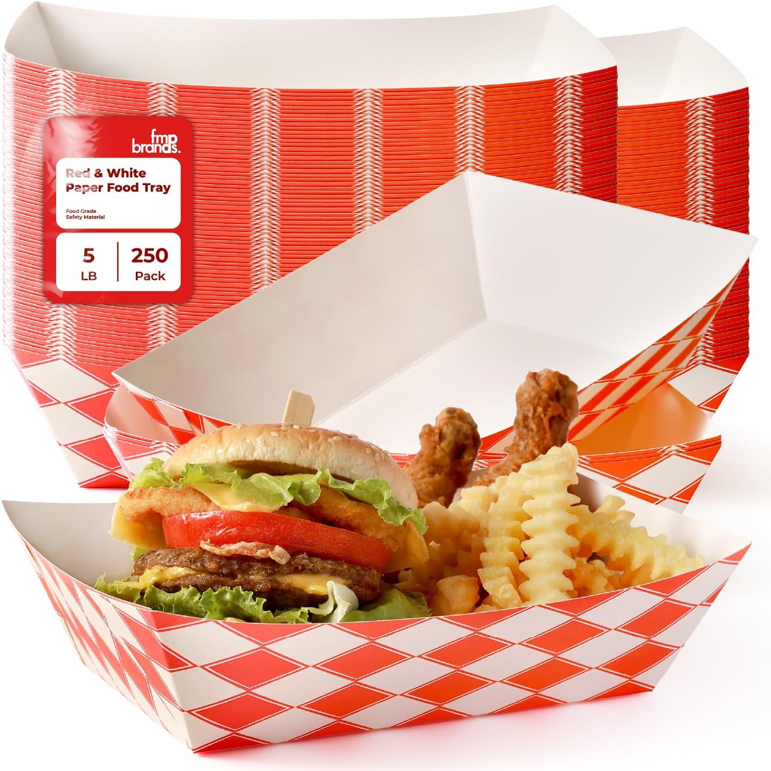 q [250 Pack 5 lb Paper Food Trays Heavy Duty Food Paperboard Boat ...