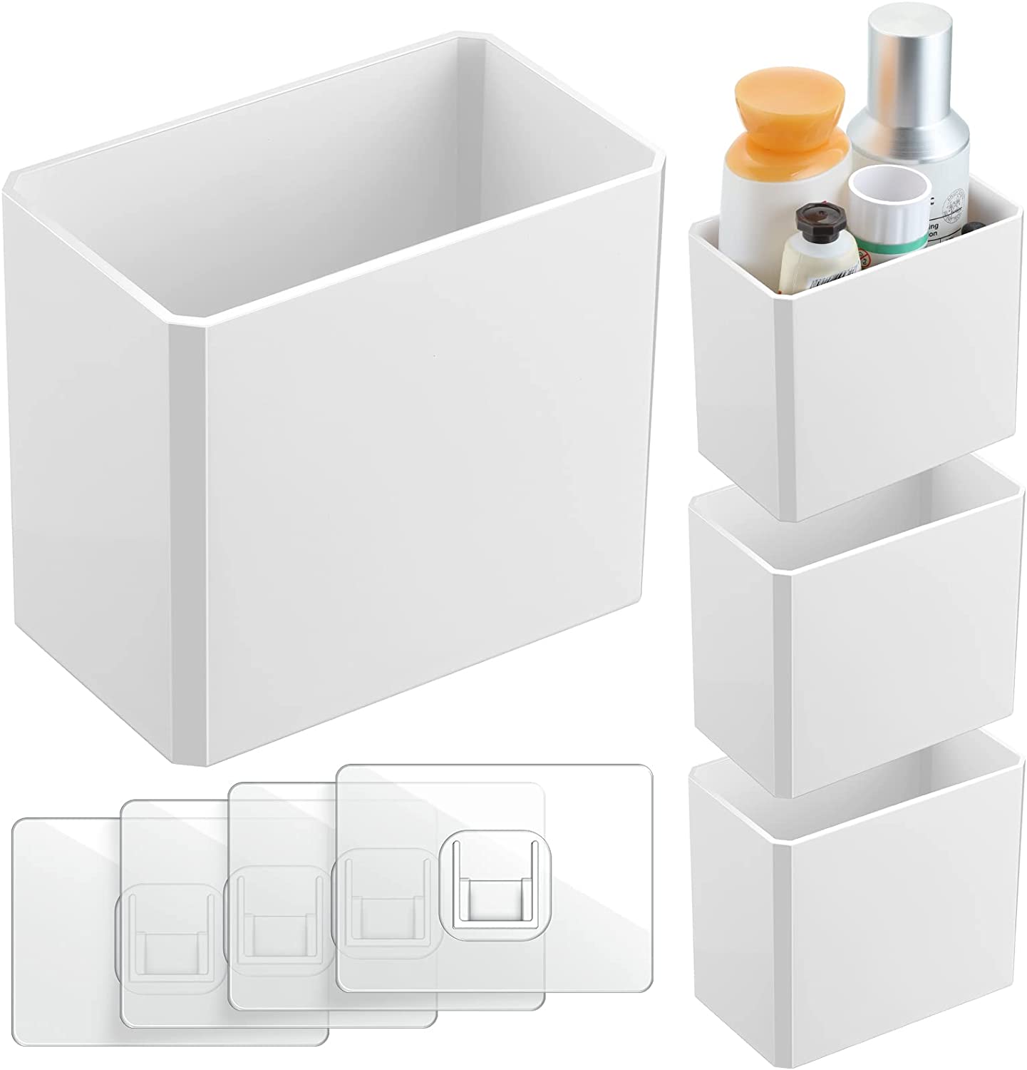 q 4 Pcs Wall Mounted Organizer Non-Drilling Adhesive Floating Shelf ...