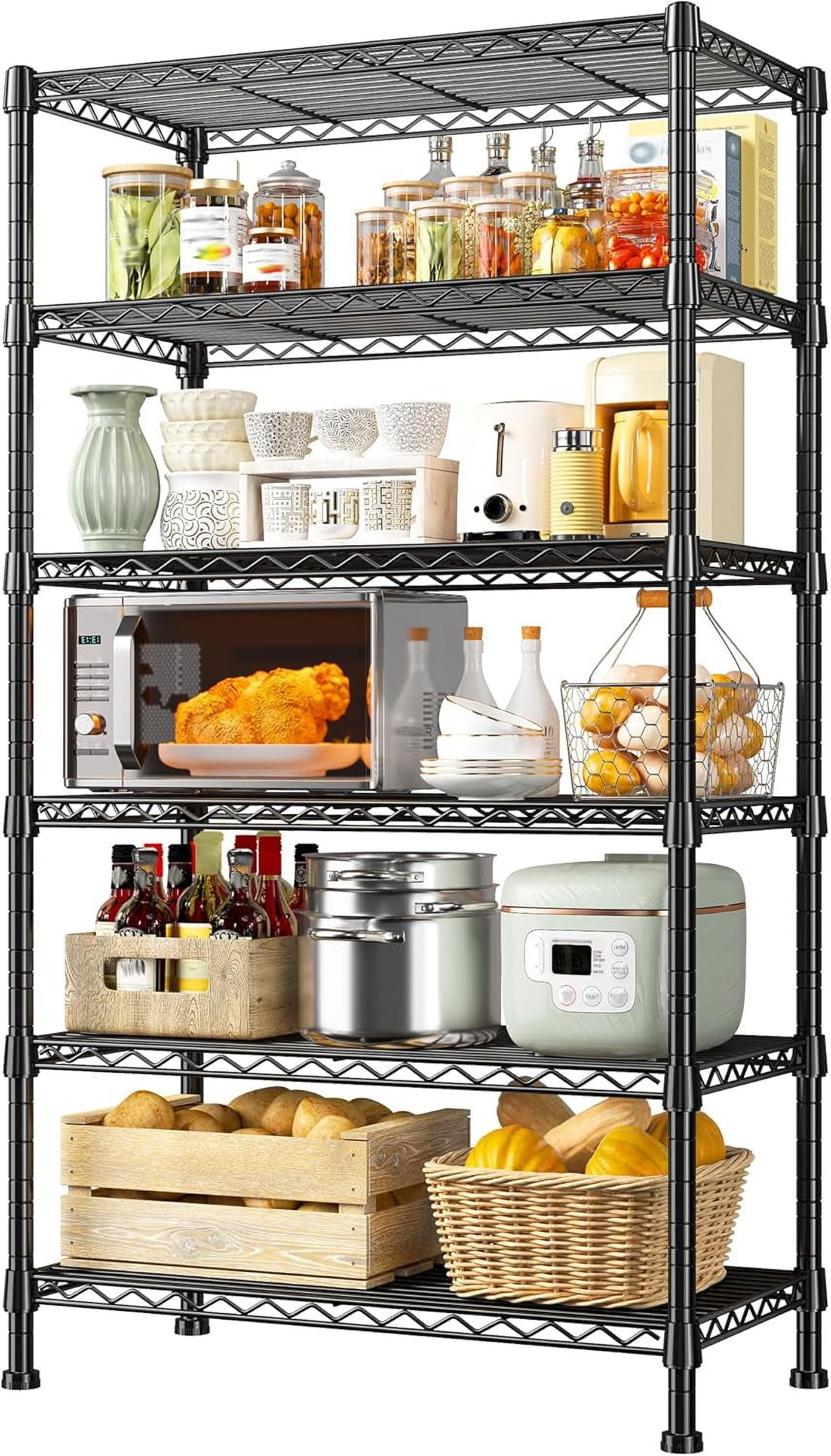 q 6-Tier Storage Shelves Metal Shelving for Storage Load 1000 LBS,Wire ...
