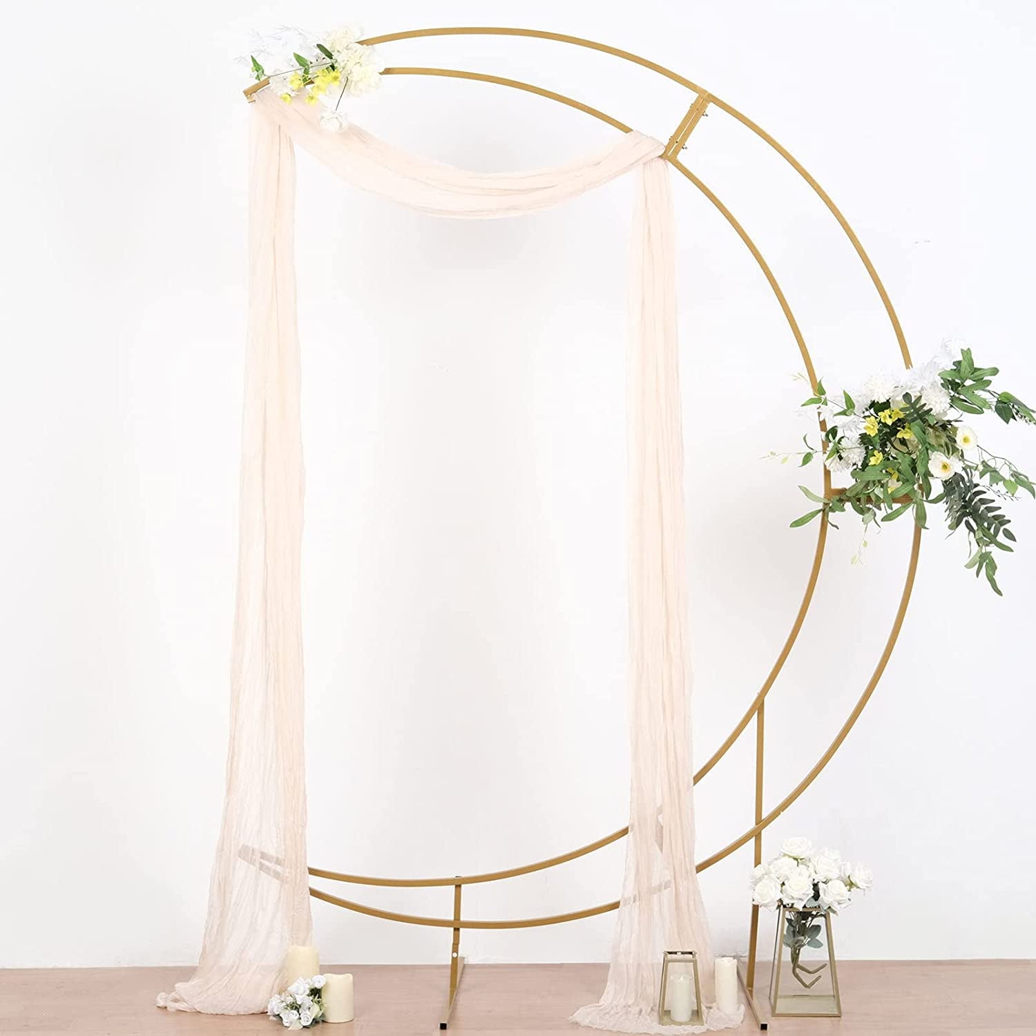 q 7.5ft Gold Metal Crescent Moon Wedding Arch Stand, Curved Flower ...