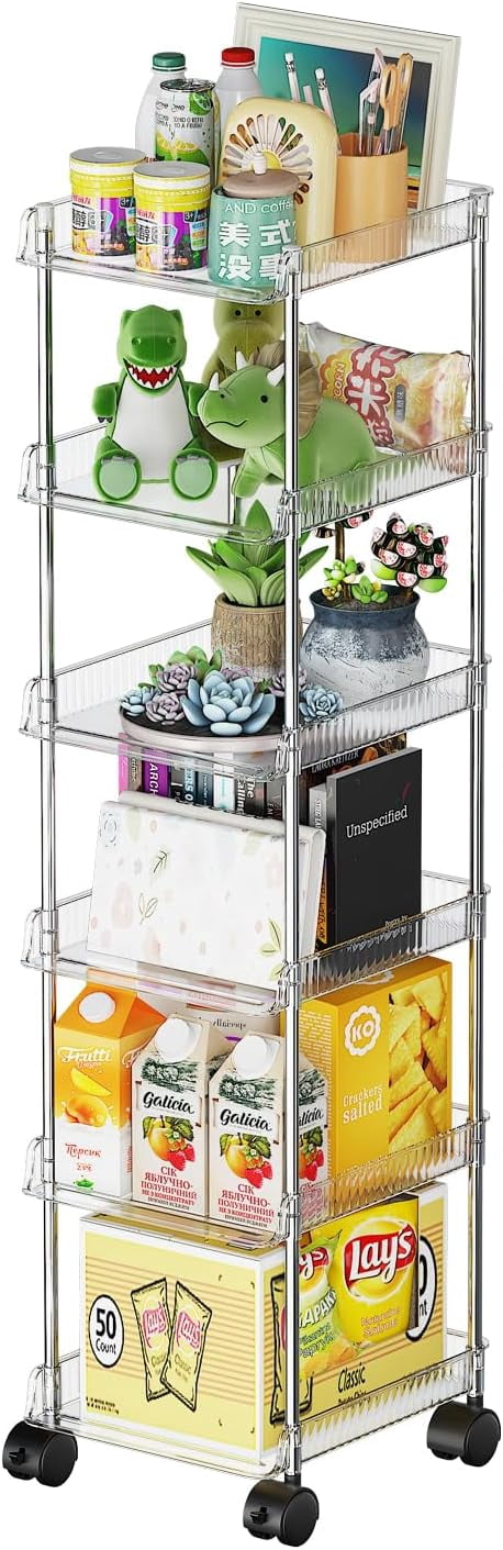 q Slim Rolling Storage Cart for Small Spaces, 6-Tier Bathroom & Kitchen ...