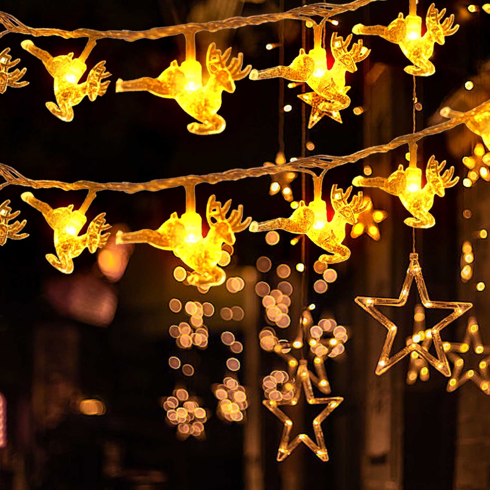 qILAKOG 3 Meter Christmas Decorations, LED Reindeer Christmas Tree USB ...