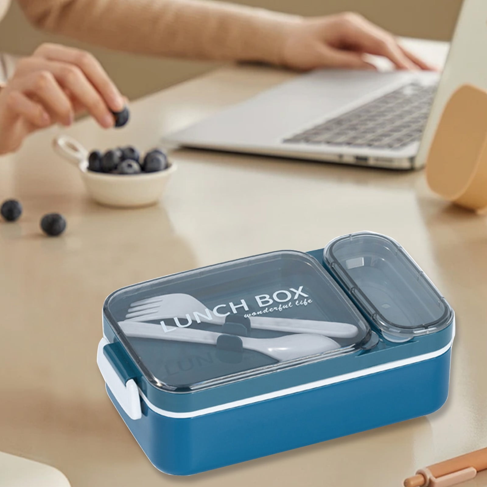 qILAKOG Plastic Compartmented Lunch Boxes, Microwave Lunch Boxes for ...