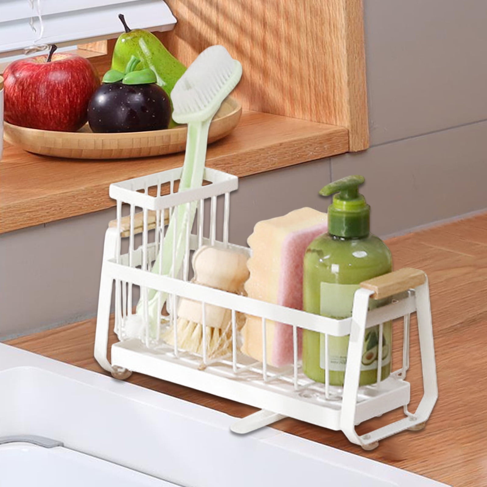 qILAKOG Sponge Holder for Kitchen Sink, Sink Caddy Organize with Brush ...