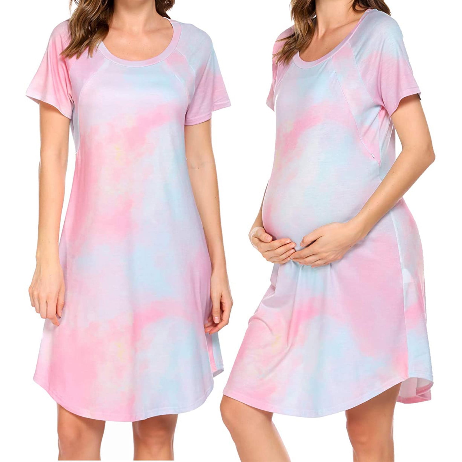 Qilakog Womens Nursing Nightgown Maternity Dress Breastfeeding Gown